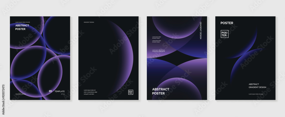Modern gradient poster background vector set. Minimalist style cover ...