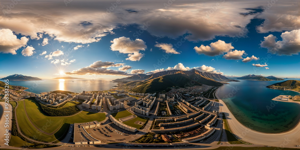 Drone shot Full 360 degrees seamless spherical panorama HDRI ...