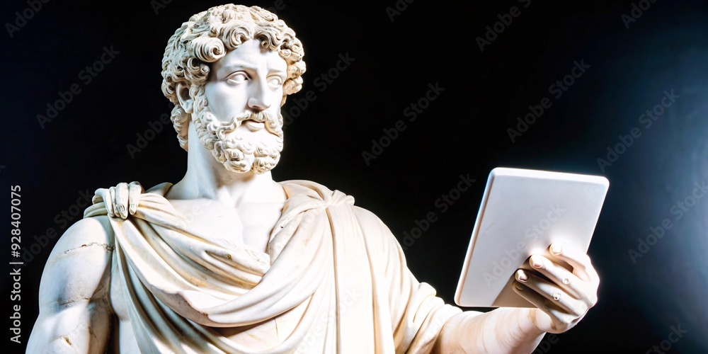 Marble Statue of a Young Man with Tablet. This image juxtaposes ancient ...