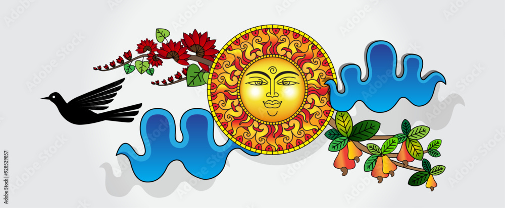 Sinhala and Tamil New Year Banner, Sri Lankan Traditional Sun Poster ...