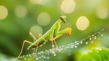 Praying Mantis And Water Drops Free Stock Photo - Public Domain Pictures