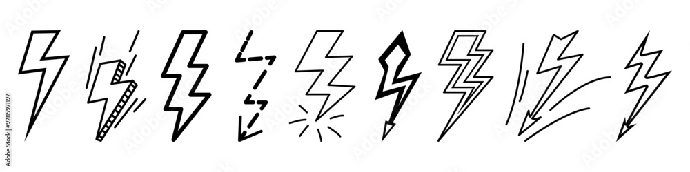 Thunderstroke collection, isolated set of electrical discharge. Vector ...