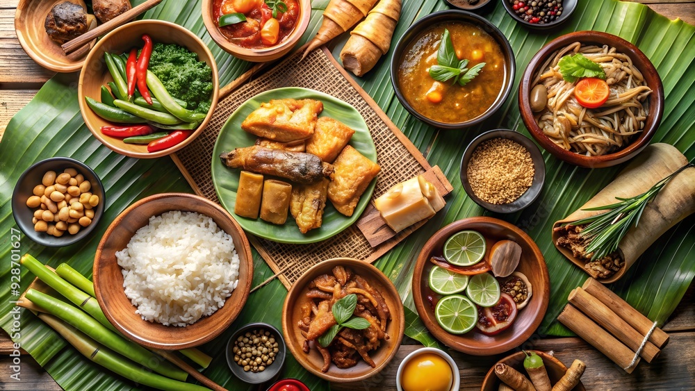 View of traditional Filipino dishes including adobo, sinigang, pancit ...