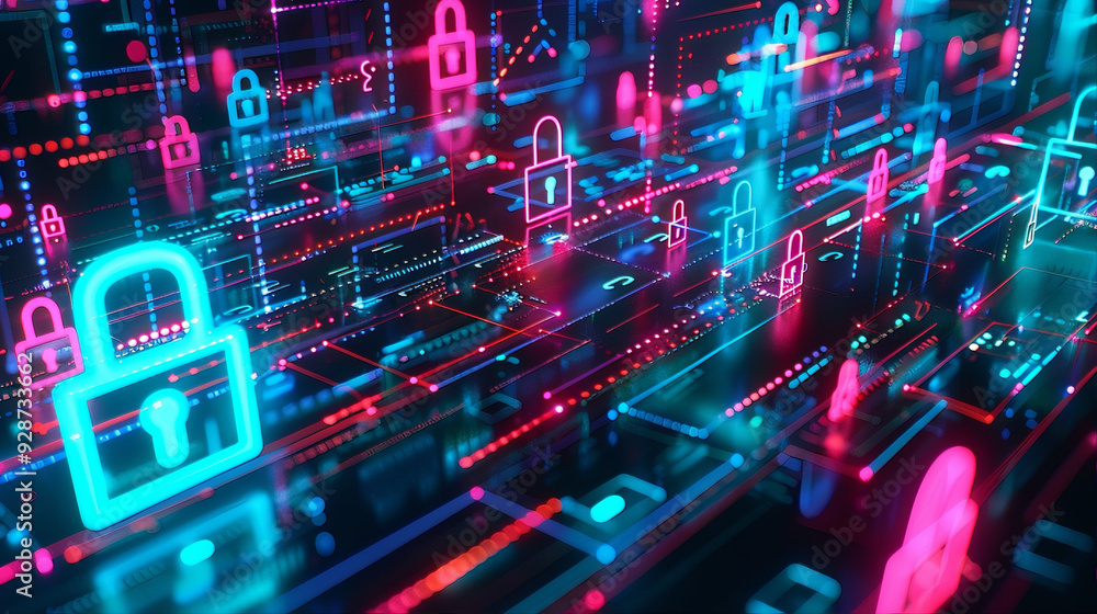 Ilustración de Stock IoT data protection cybersecurity digital ...