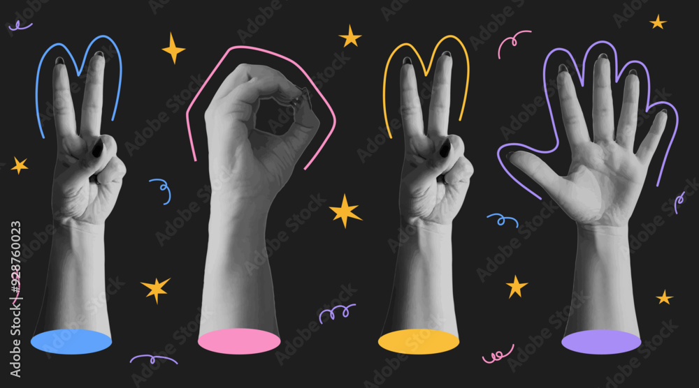 2025 greeting card. 2025 numbers design in collage style. Halftone ...