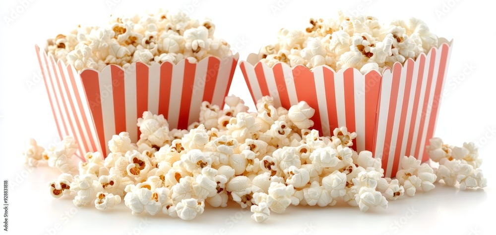 Popcorn Overflow A HighAngle Perspective of Two Red and White Striped ...