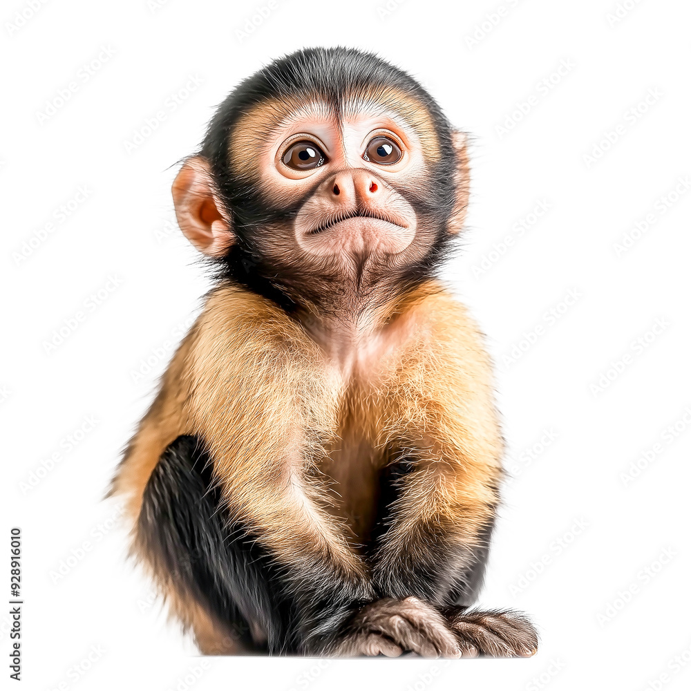 Capuchin monkey sitting isolated on transparent background as PNG ...