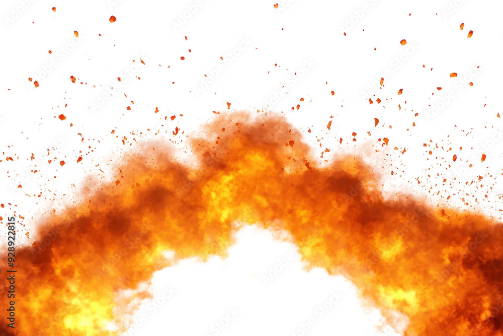Explosive flame and fiery explosion isolated on transparent background ...