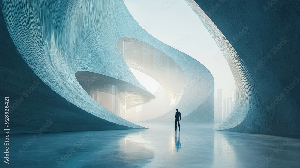Human figure seamlessly blending with urban architecture in a ...