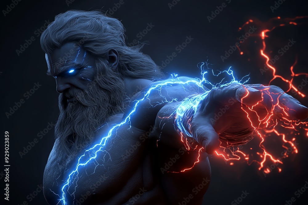 Zeus as the final boss in a video game, his attacks visualized with ...