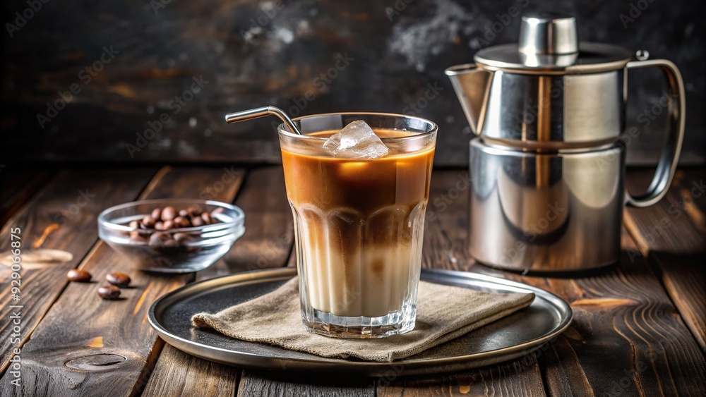 Rich aroma wafts from a traditional Thai coffee, brewed strong in a ...