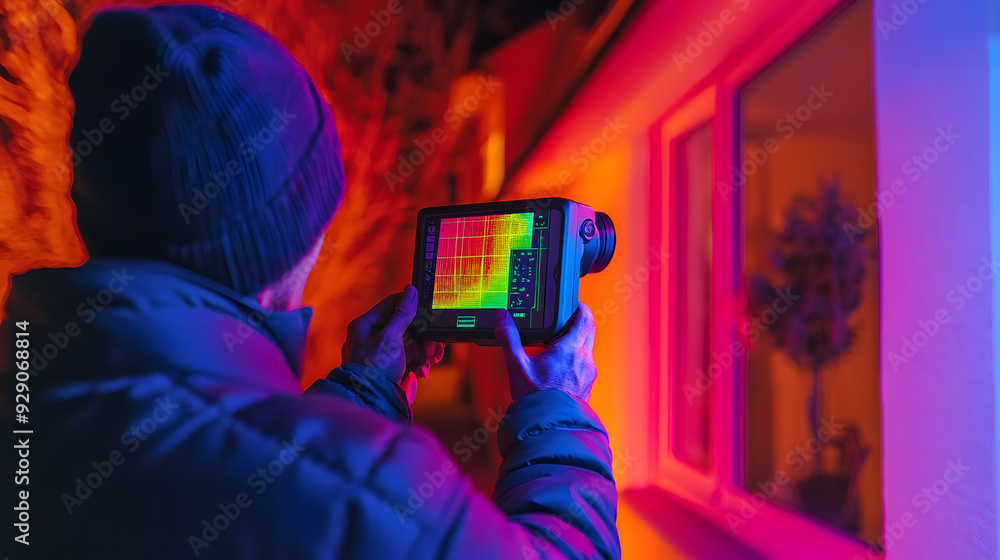 Thermal Imaging Camera in Use by Home Inspector Revealing Hidden Wall ...