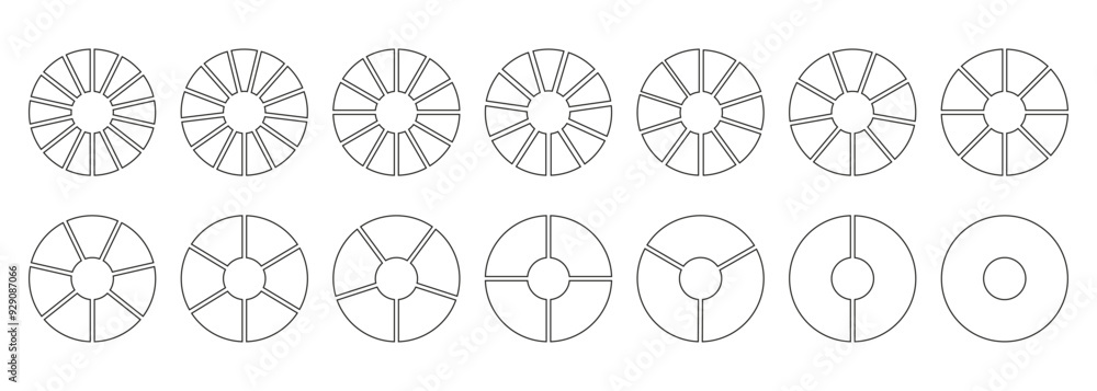 Circle division on equal parts. Wheel round divided diagrams with ... Circle division on equal parts. Wheel round divided diagrams with ...