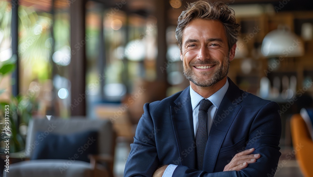 handsome smiling Australian man in his late thirties wearing a dark ...