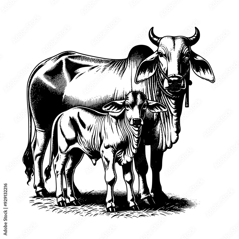 Brahman Cow and Calf Pair SVG, Animal clipart, cute animal, Farm ...