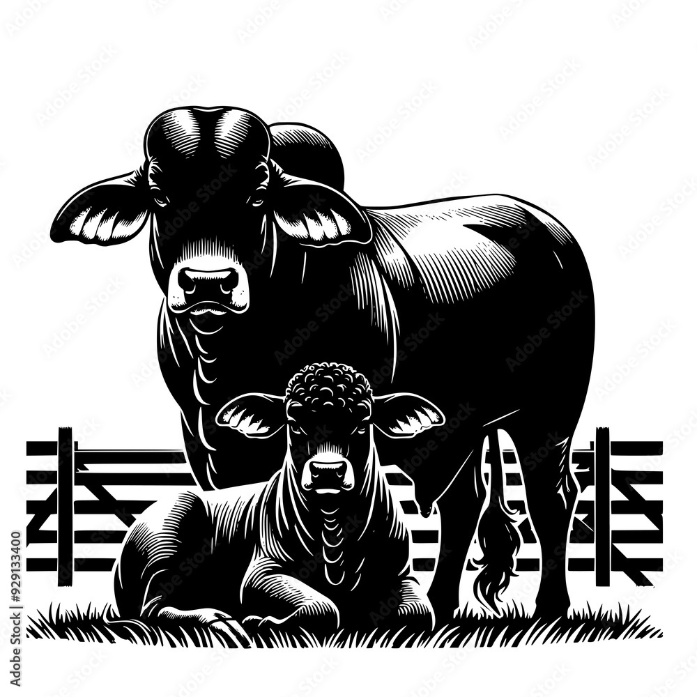 Black Angus Cow Calf Pair SVG, Animal clipart, cute animal, Farm ...