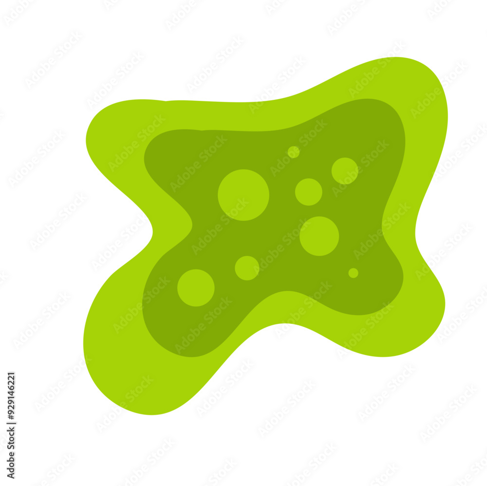 Amoeba cell. Small unicellular animal. Virus and bacteria. Education ...