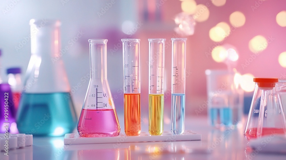 Colorful Chemistry: A captivating image of beakers and test tubes ...
