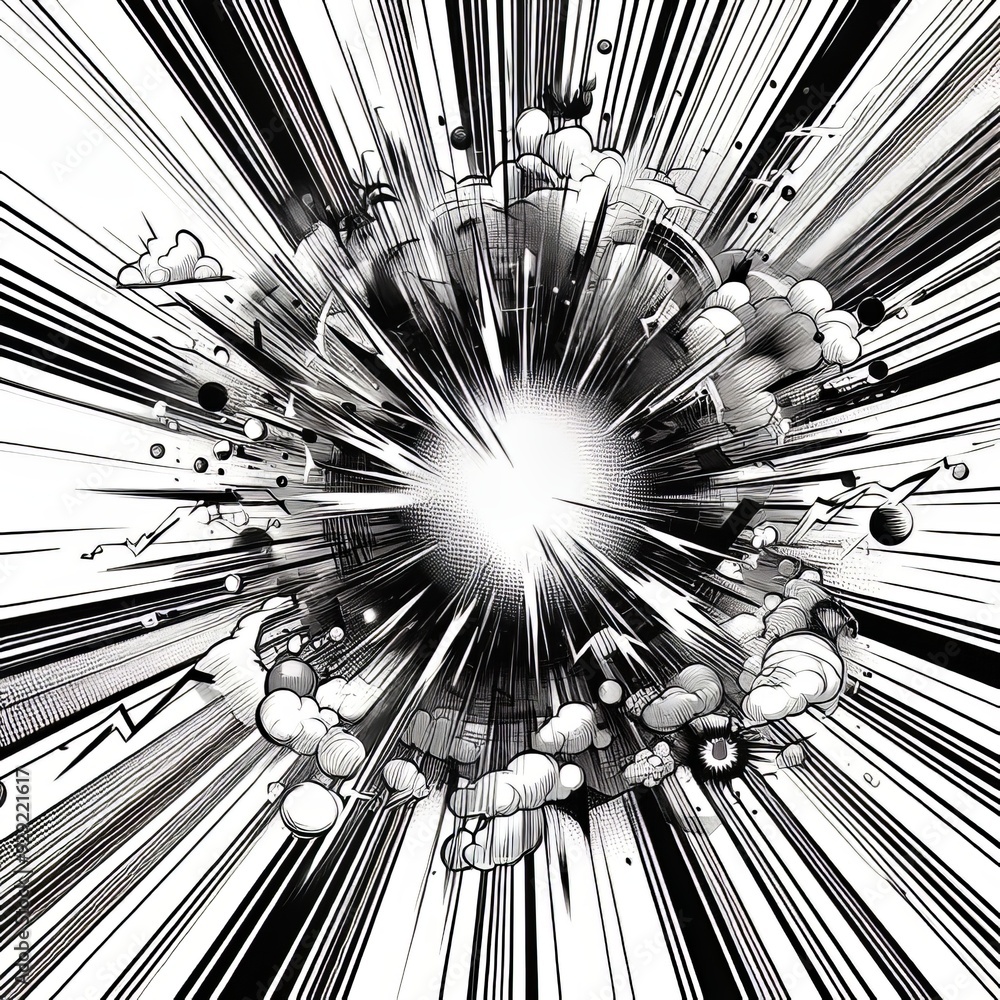 Dynamic manga motion effects with comic-style speed lines, action ...