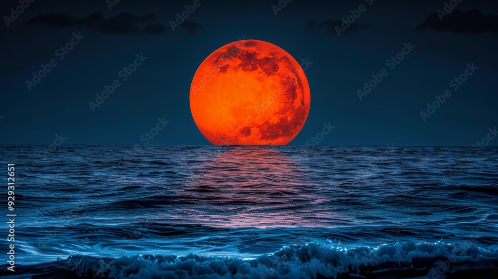 Red Moon Rising. Total Lunar Eclipse over the Oceans, Blood moon ...
