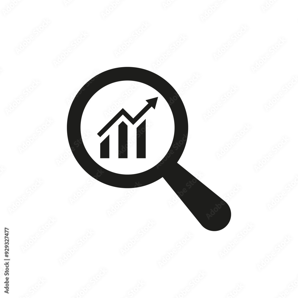 Business growing search icon bar graph icon with arrow symbol ...