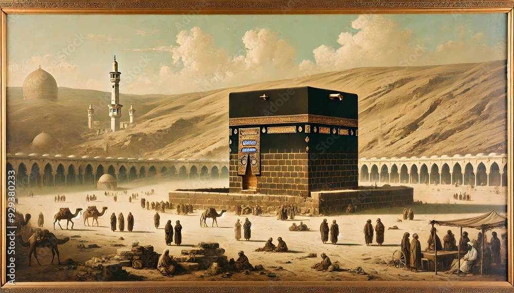 Historical Depiction of the Kaaba in Early Construction Era Stock ...
