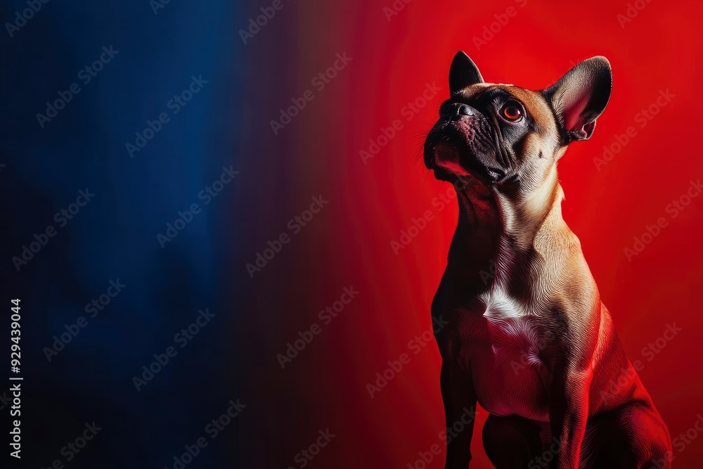 dog wallpaper, navy blue, cherry red and soft cream color scheme ...