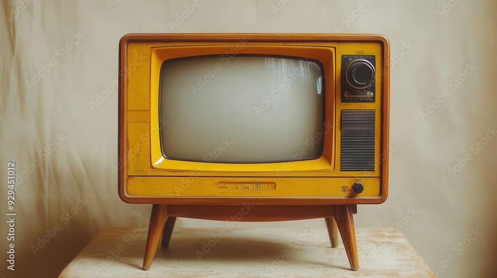 retro tv set vintage television with blank screen on white backdrop ...