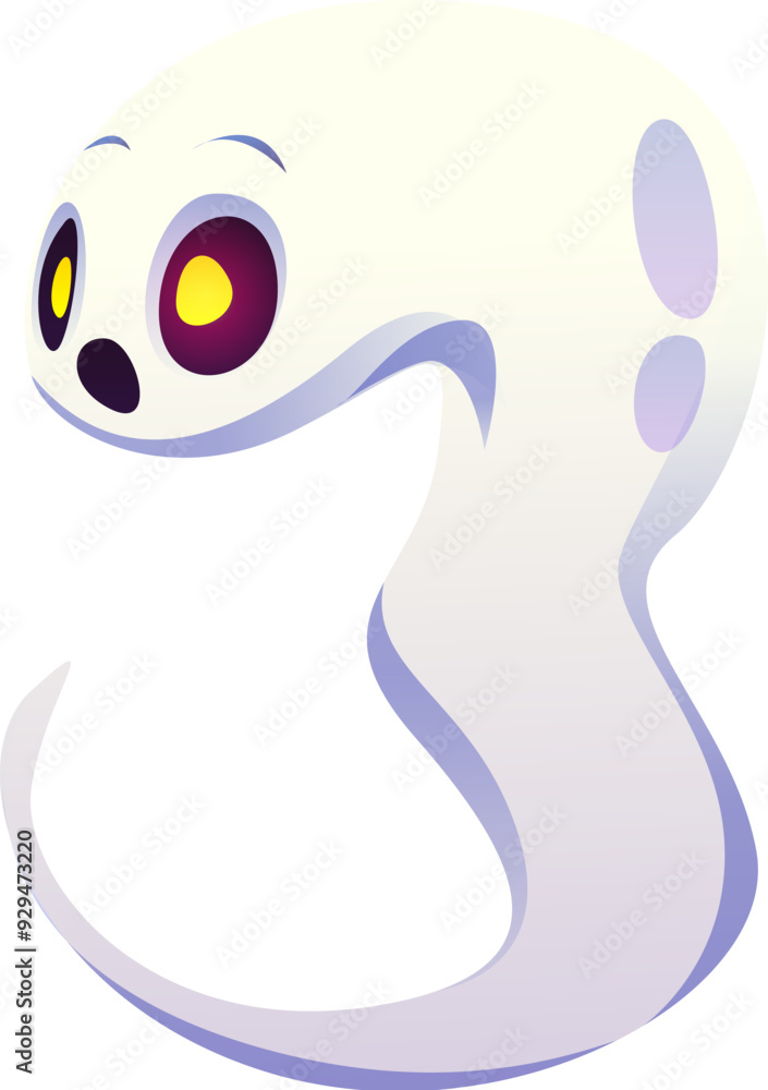 เวกเตอร์ Stock Number three Halloween ghosts font, scary typeface ...