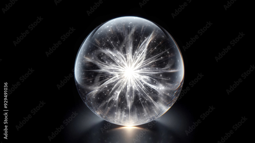 Power magic clear glass ball with sparkling effect inside, showing ...