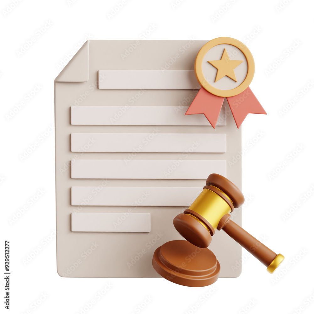 Legal Certificate 3D Icon Illustration Stock Illustration | Adobe Stock