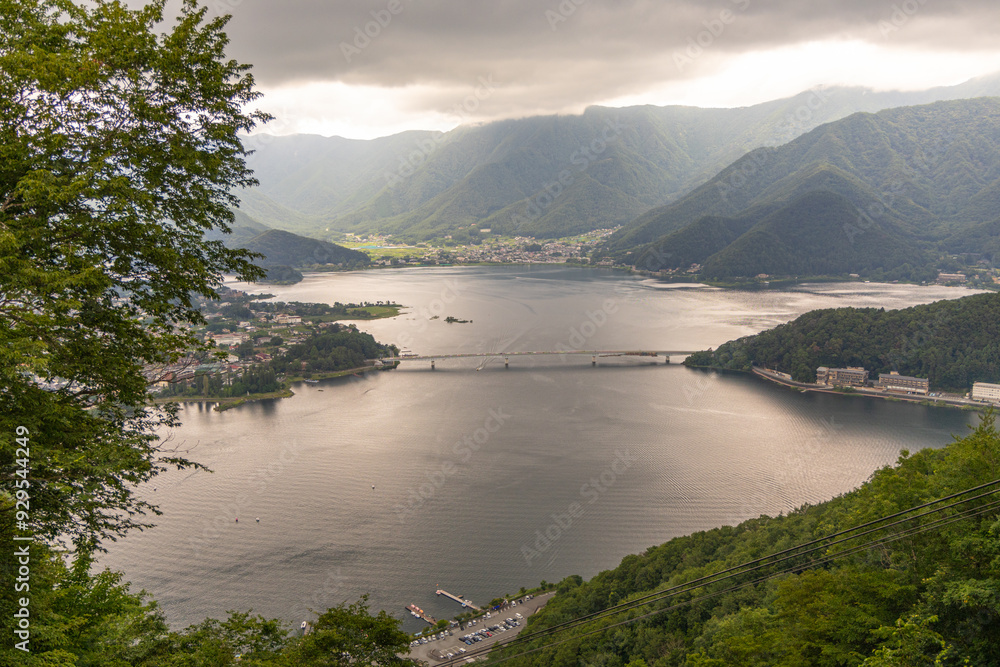 Lake Kawaguchi viewpoint from Mt. Fuji Panoramic Ropeway ...