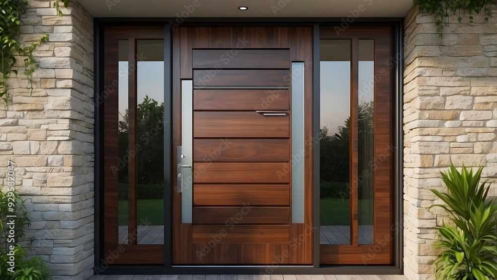 A modern creative door design of a small house exterior design with ...