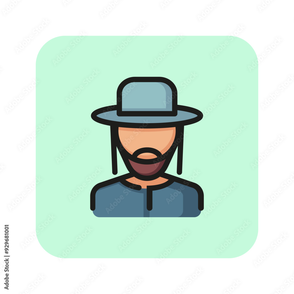 Rabbi line icon. Jew, Jewish costume, Jewish community. Israel concept ...