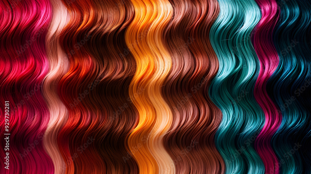 Hair color palette with a range of swatches. Tints. Color chart for ...