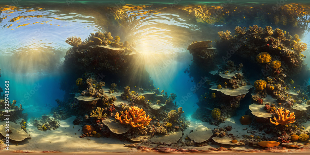 HDRI Underwater Ocean Equirectangular Panorama 39 Stock Illustration ...