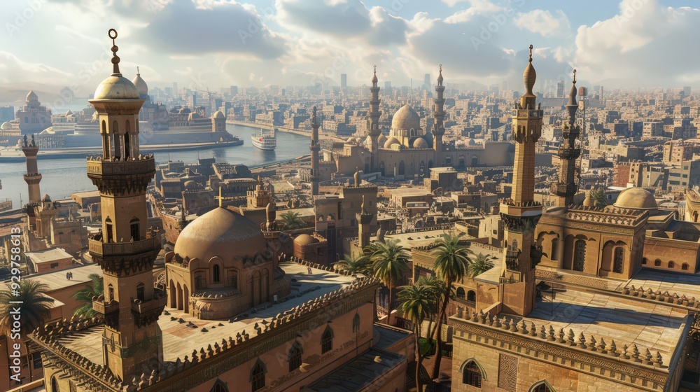 Visualize the Coptic Quarter and its churches in Old Cairo, seen from ...