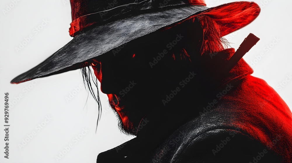 Vampire hunter with a broken stake, eerie glow from Halloween party ...