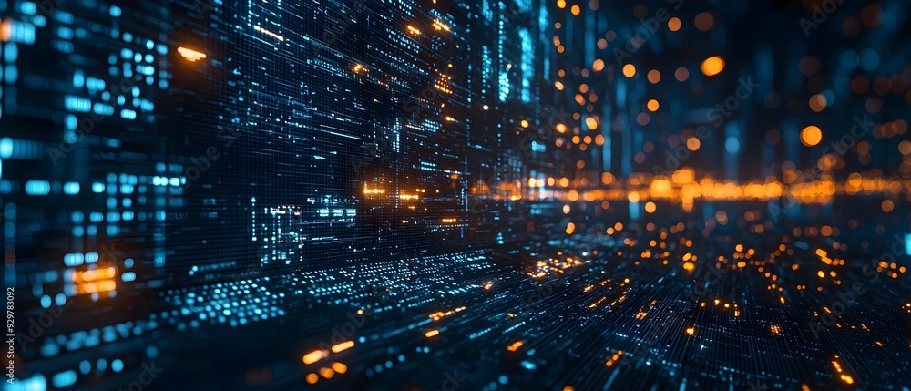 3D rendering of a futuristic technology background showcasing the power ...