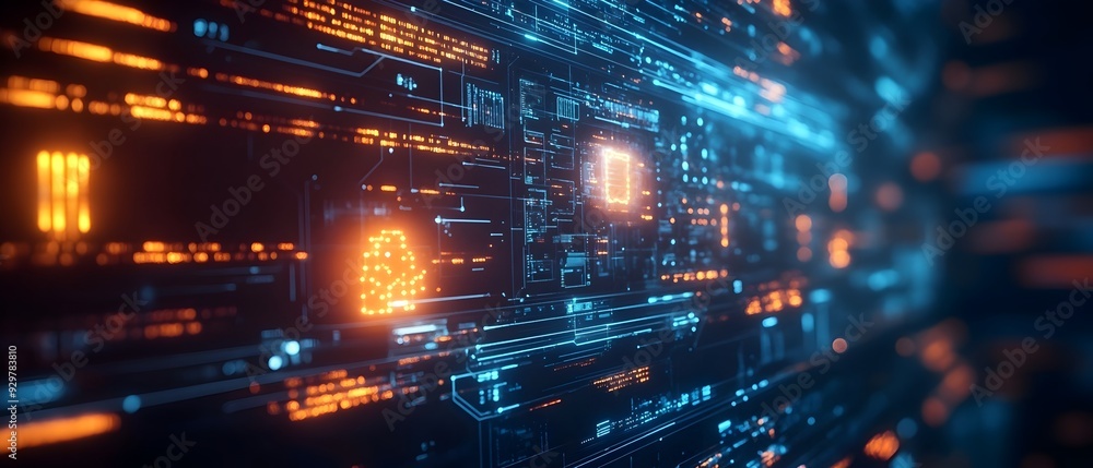 Futuristic automation driven by complex predictive algorithms showcasing how technology ...