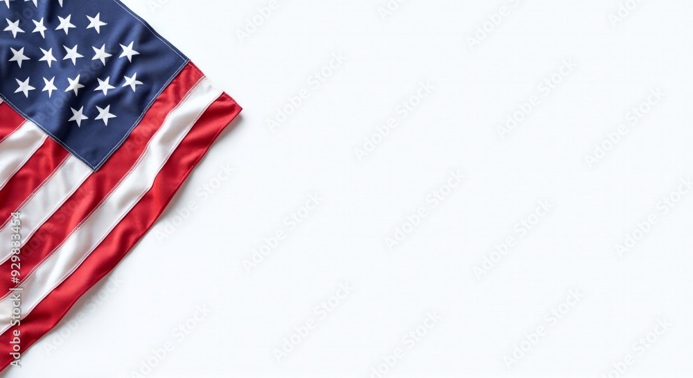 American flag corner, isolated white background, patriotic themes ...