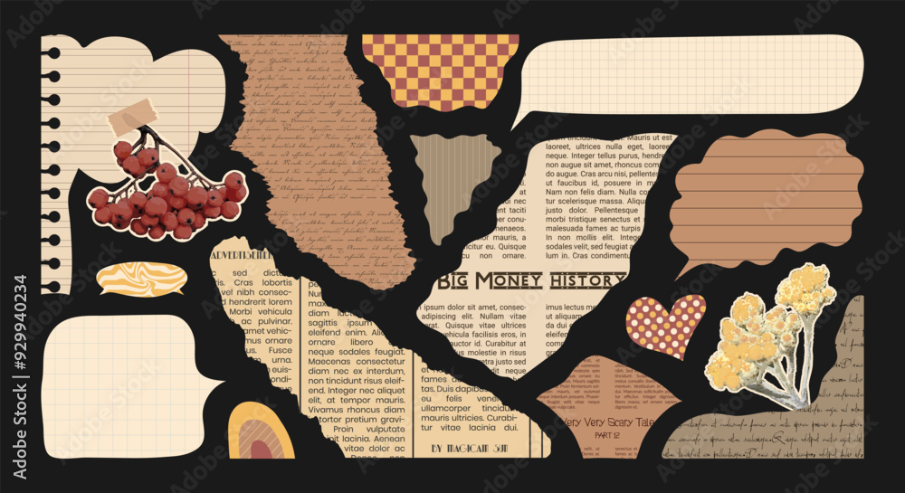 Vintage Paper cut elements for Scrapbook or Collages. Pieces Old ...