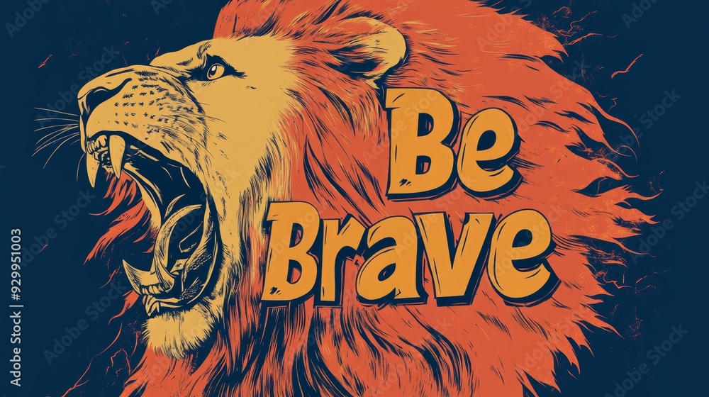 Digital illustration of the text "Be Brave" in a strong, bold font with ...
