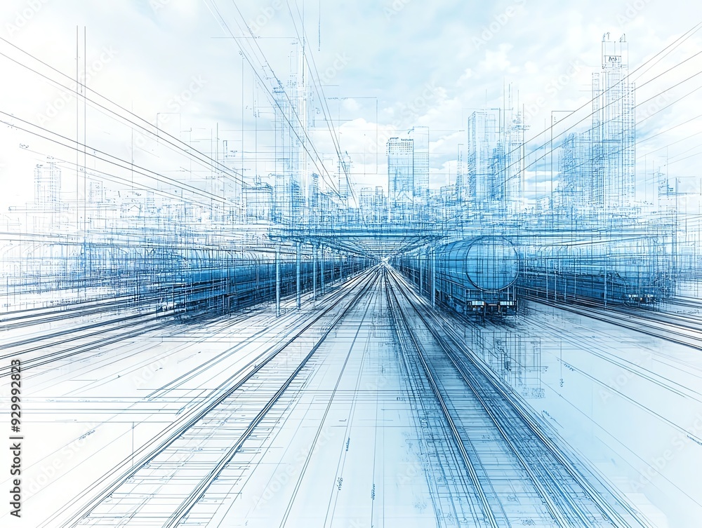 Conceptual blueprint of a multimodal cargo facility, where railways and ...