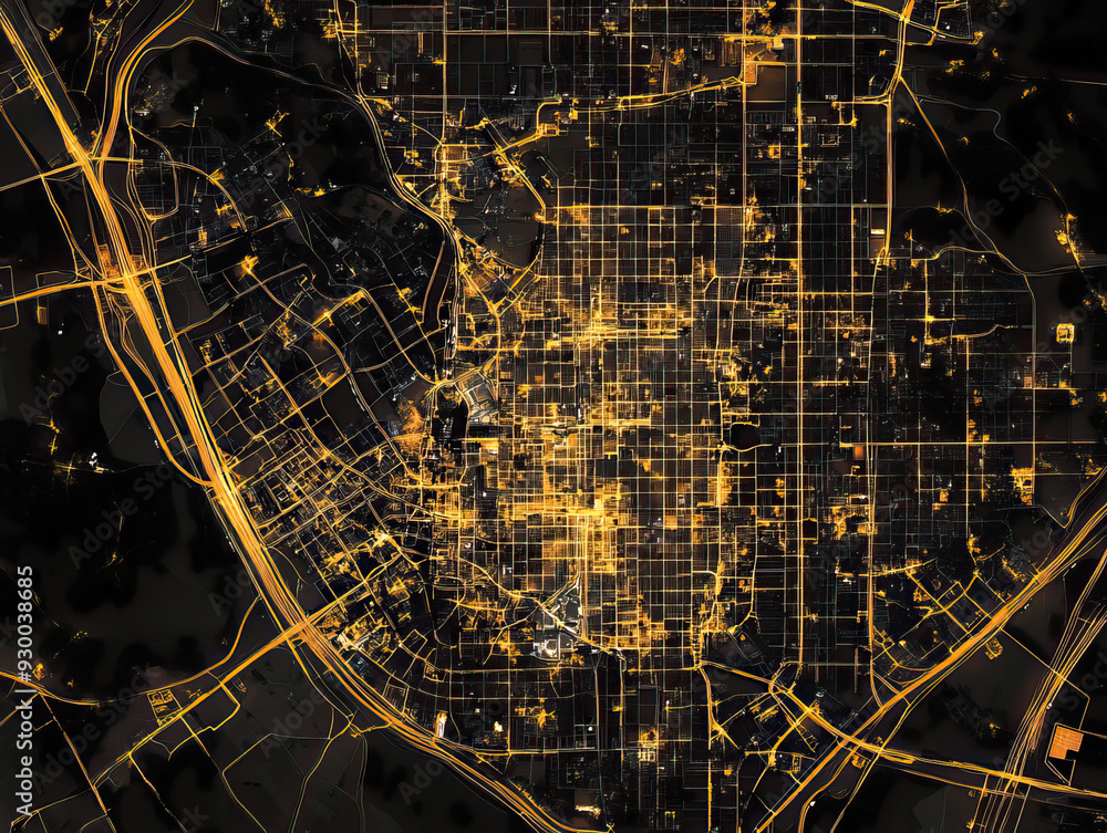 Technical aerial visual, 3D LiDAR GIS aerial map satellite scan model ...