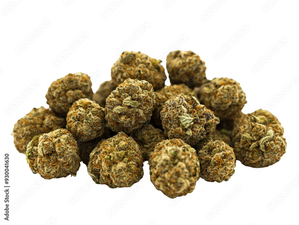 Pile of dried cannabis buds isolated on white background.. PNG ...
