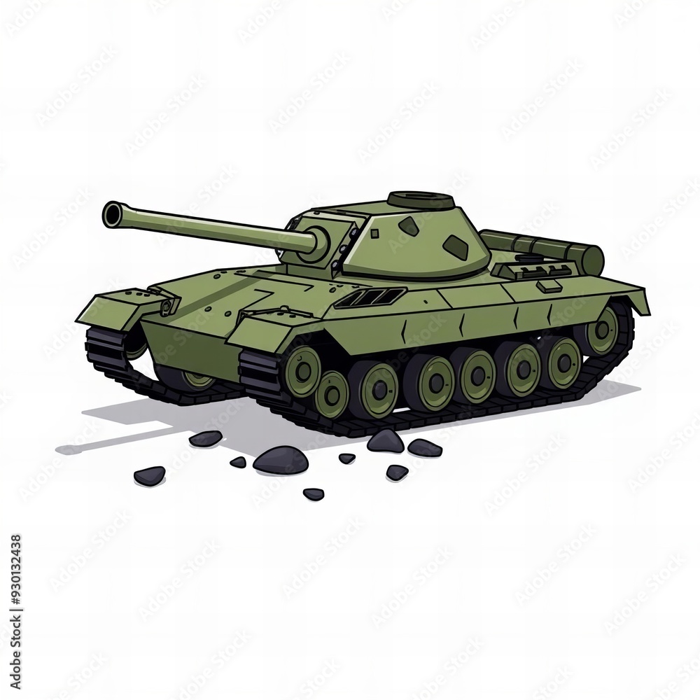 cartoon illustration of a tank with a bullet hole in the middle. Stock ...