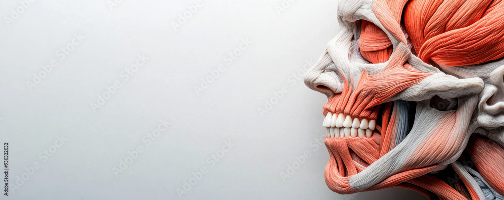 A high-detail anatomical model showcasing the muscles of the human face ...