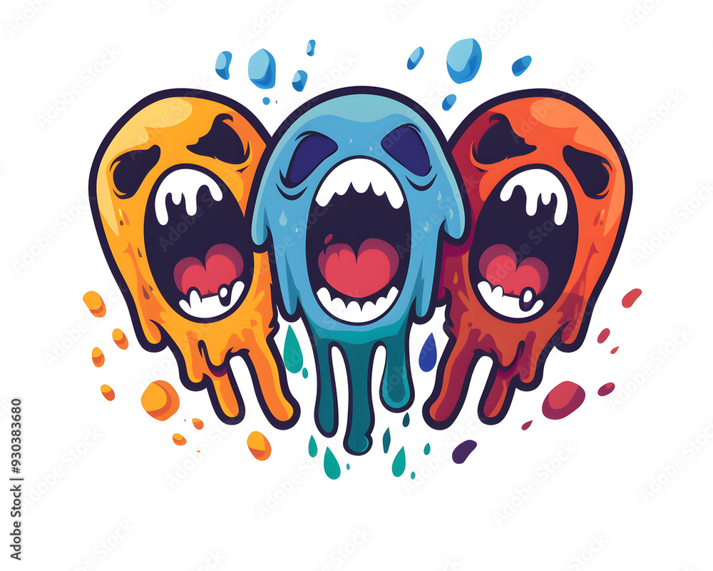 Screaming Slime Squad: A trio of vibrant, gooey monsters unleash a ...