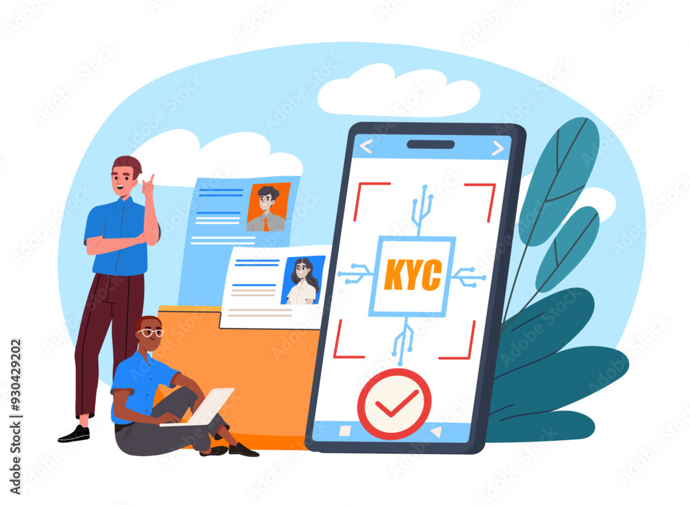 Customer verification concept. Know your client system at smartphone ...